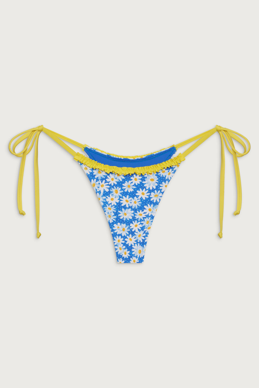 Divine Tie Side Skimpy Bikini Bottom - Blue Daisy