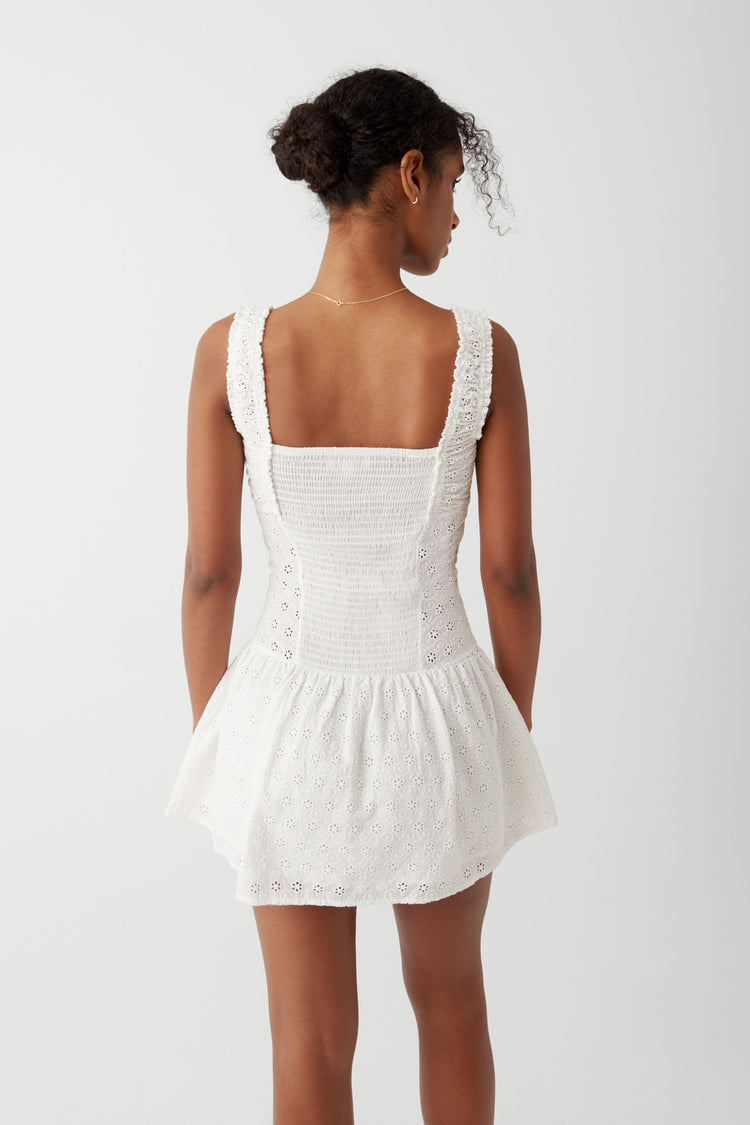 Christa Eyelet Mini Dress - Angel's Wing