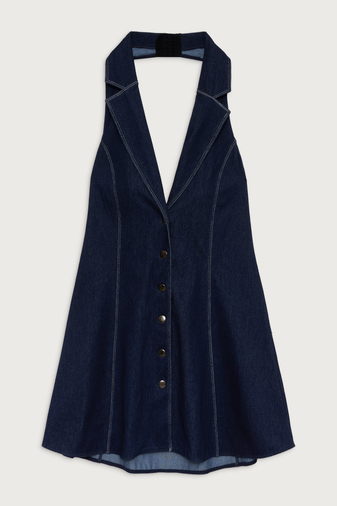 Moonlight Denim Halter Dress - Blue Denim