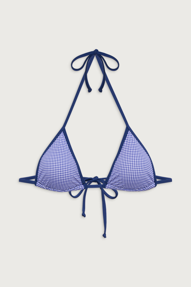 Nick Triangle Halter Bikini Top - Sailor Gingham